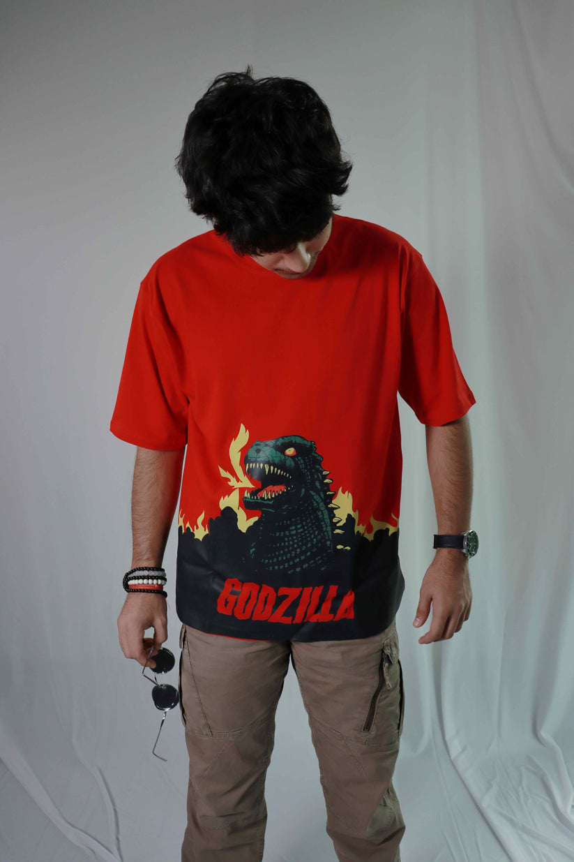 'Godzilla' - Oversized Red T-shirt – Silly Panda Clothing